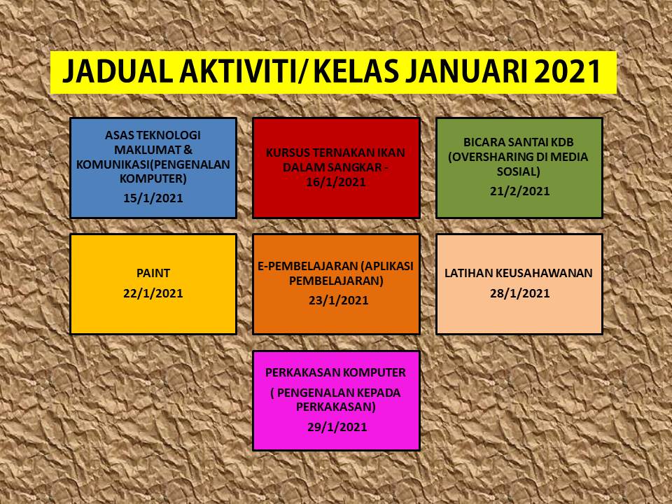 JADUAL AKTIVITI JANUARI 2021 – NADI Felda Sungai Tiang